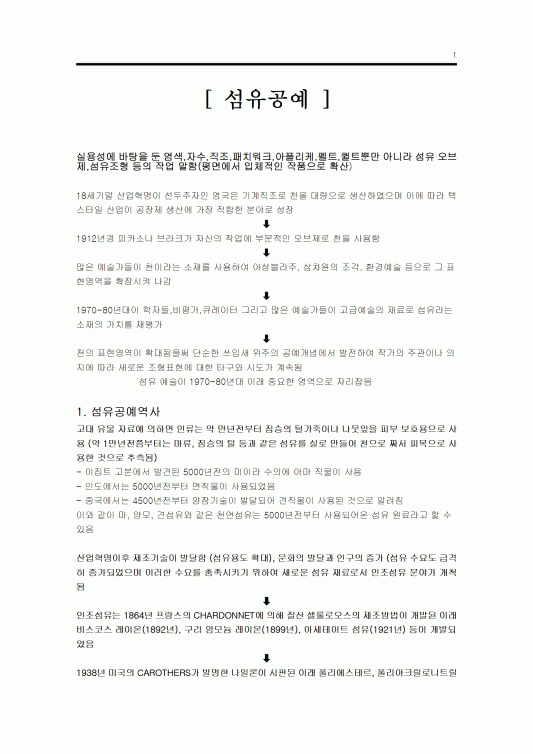 섬유공예 레포트 자료