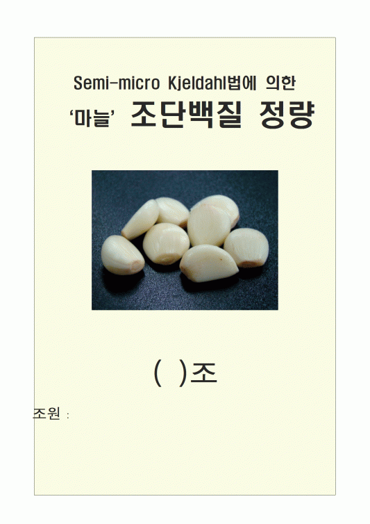 Semi-micro Kjeldahl법에 의한 마늘 조단백질 정량