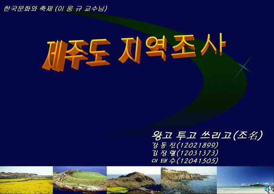 제주도 지역의 조사 및 축제 기획