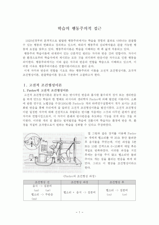[사범/법학] 학습의 행동주의적 접근