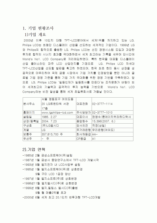LG 필립스 LCD기업분석