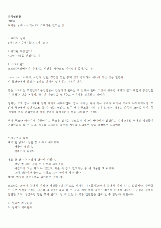 연극영화론 영화의 기법에 관하여