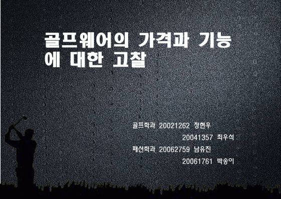 골프웨어의 가격가 기능에 대한고찰 ppt자료