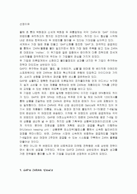갭(GAP)과 자라(ZARA)의 경영 비교분석