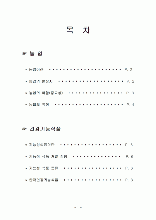 농업의 중요성&기능성식품