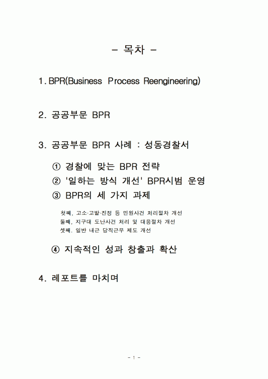 공공부문 BPR 사례 (성동경찰서)