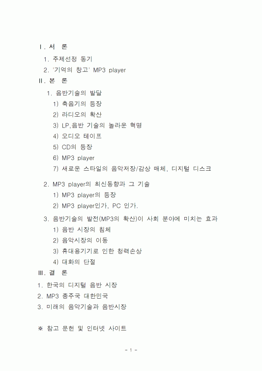 음반기술의 발달 - 측음기에서부터 mp3까지