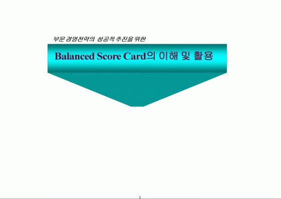 Balanced Score Card 이해 및 활용