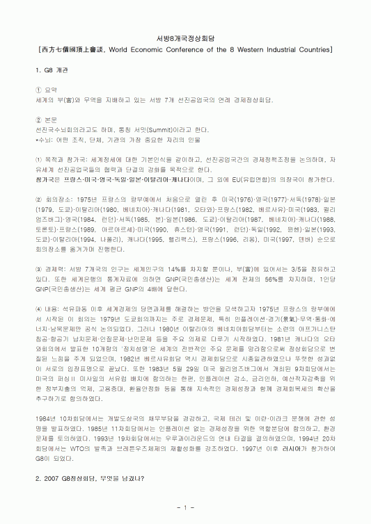 서방8개국정상회담(G8)