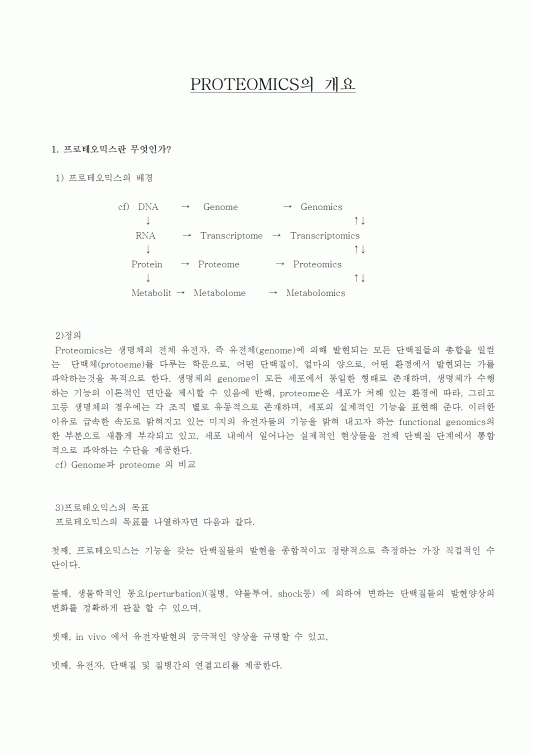 프로테오믹스 개요