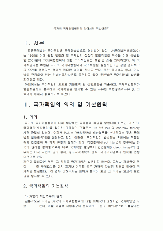 [국제법] 국가의 국제위법행위의 위법성 조각사유