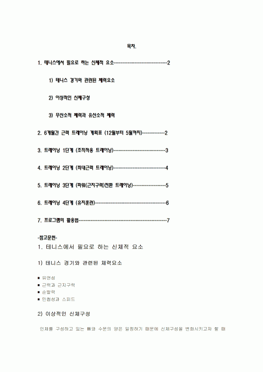 테니스 선수의 근력 트레이닝 프로그램