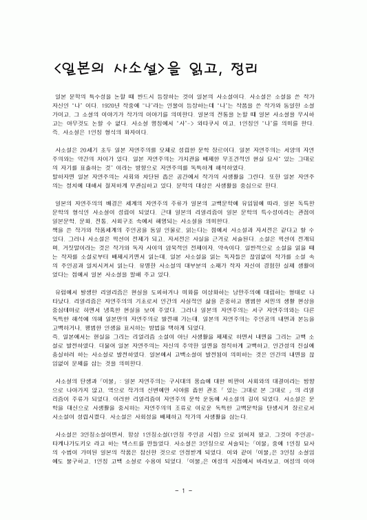 일본의 사소설에 관한 내용.