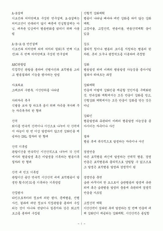 행동수정 용어해설