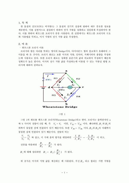 휘트스톤 브리지 예비보고서