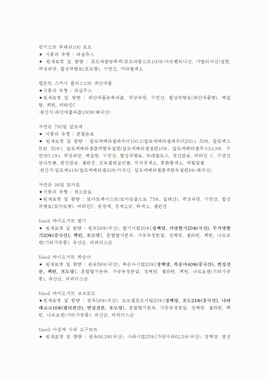 원예가공식품 조사자료
