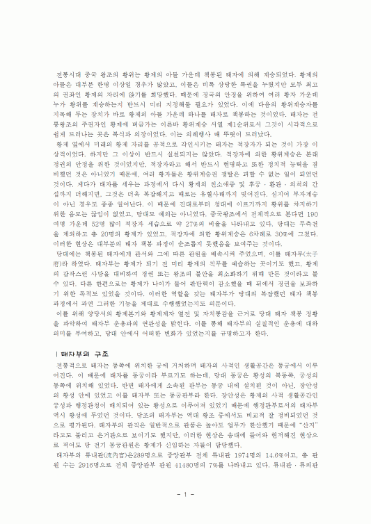 당대 태자부의 구조와 운용 요약 정리