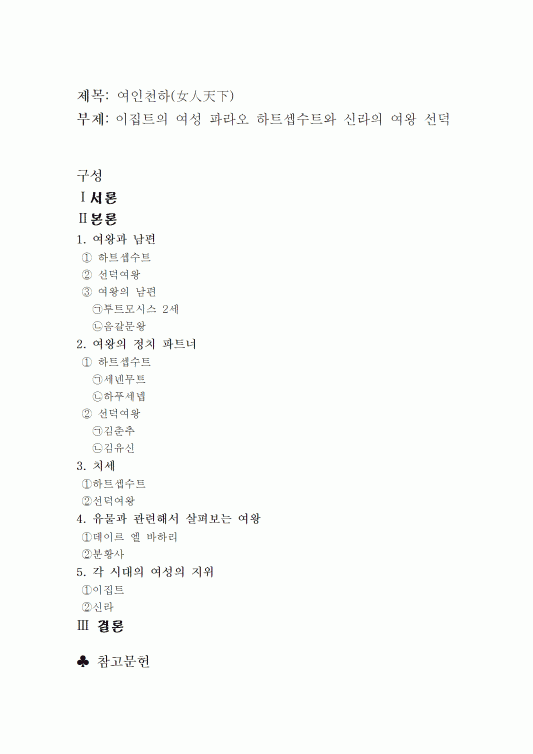 서양고대사, 이집트의 여성 파라오 하트셉수트와 신라의 여왕 선덕