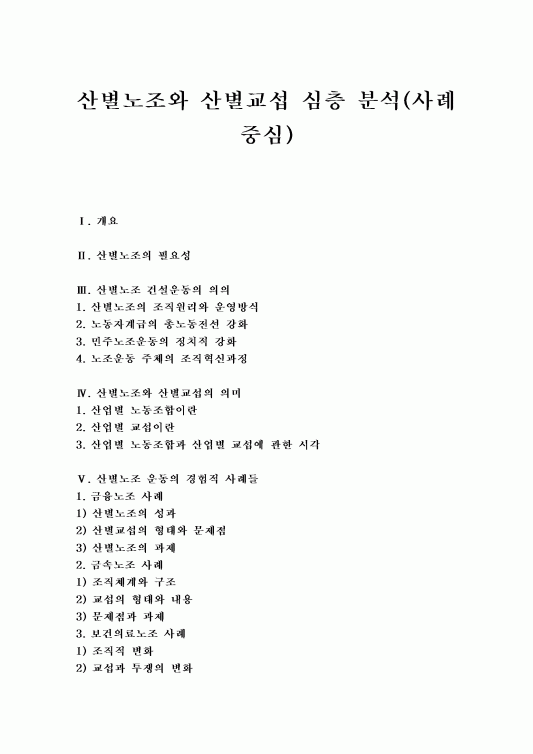 [산별노조][산업별노동조합][산별교섭]산별노조(산업별노동조합)와 산별교섭 심층 분석(사례 중심)(산별노조(산업별노동조합)와 산별교섭의 의미, 산별노조(산업별노동조합) 운동의 경험적 사례)