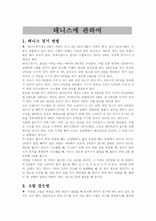 테니스에 대하여 [독후감/서평/요약]