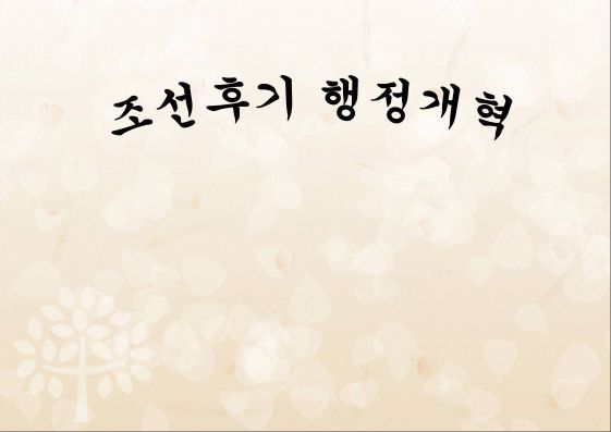 조선후기 행정개혁에 관하여 (실학 기타 행정개혁)