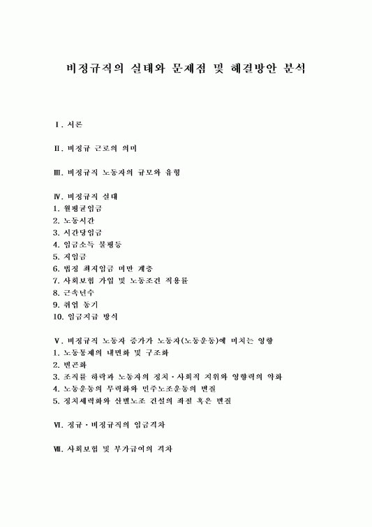 비정규직노동자(비정규근로) 규모,유형, 비정규직노동자(비정규근로) 실태, 비정규직노동자(비정규근로) 임금격차, 비정규직노동자(비정규근로) 증가논쟁, 비정규직노동자(비정규근로) 해결방안 모색