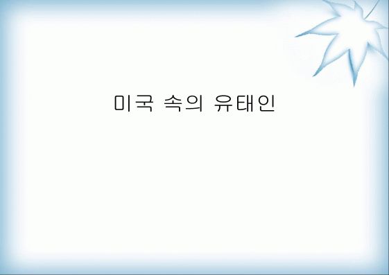 유태인에 대하여 - 미국이주 유태인을 중심으로 접근