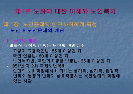 노인, 노인문제의 개념과 고령화문제에 대해