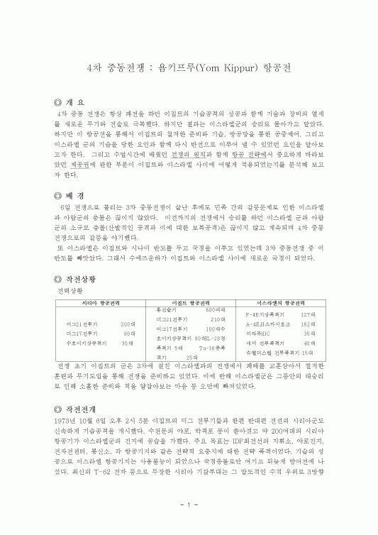 4차중동전쟁에서의 항공력의 운용