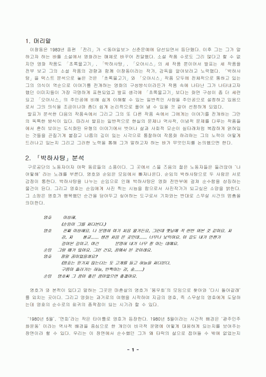 박하사탕 감상문