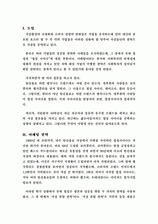 기업의 마케팅 전략분석
