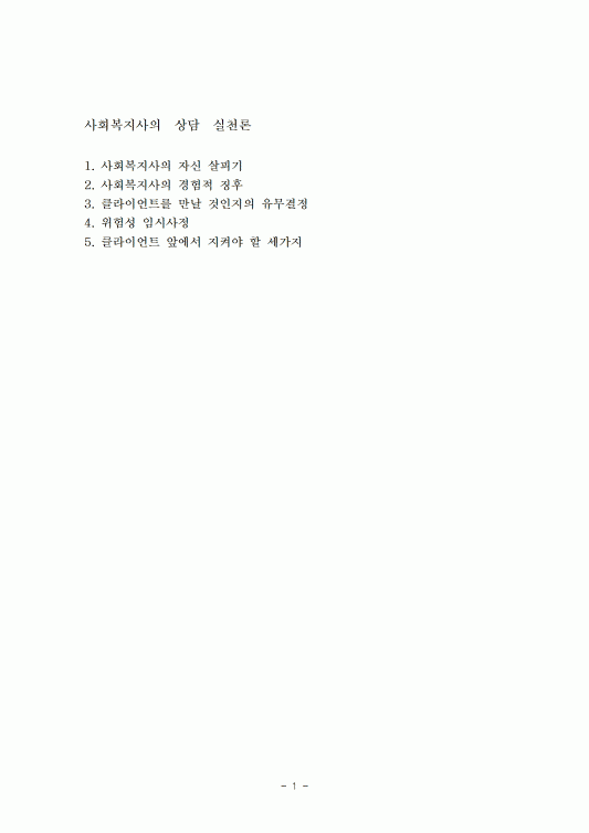 사회복지사의  상담  실천론