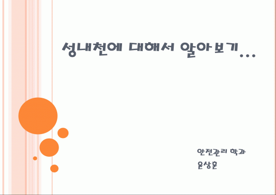 성내천에 대해서 알아보기