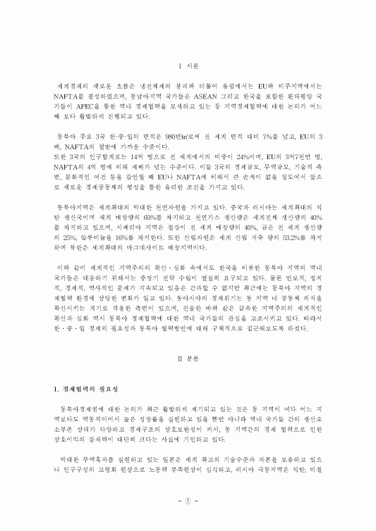 동북아시아의 경제협력