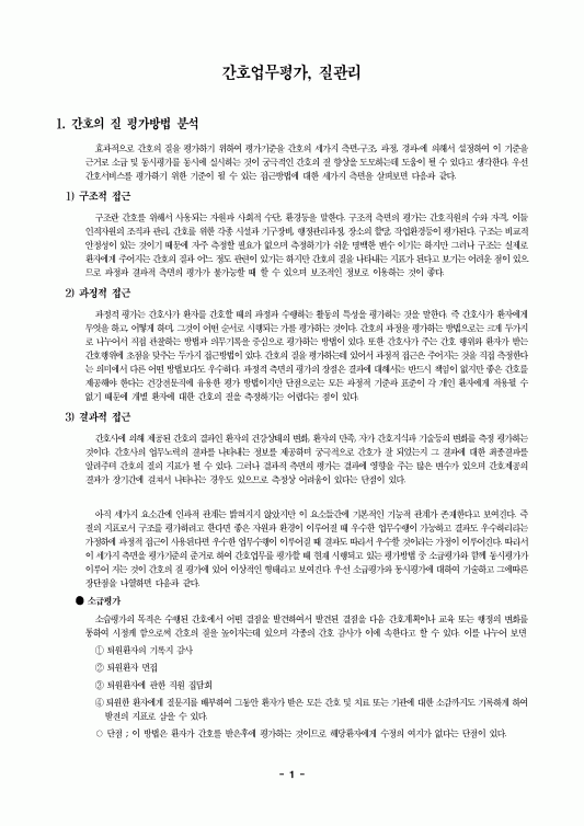 간호업무평가, 질관리