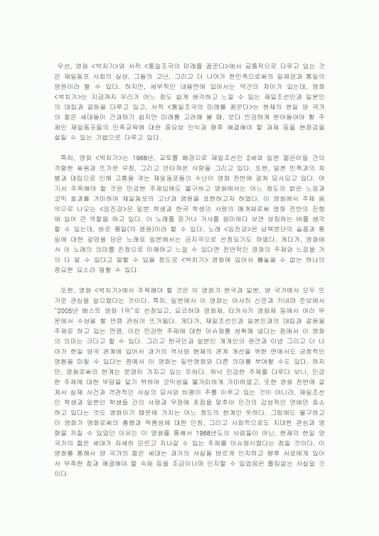 영화 <박치기> 감상문