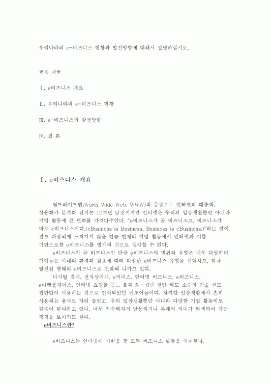 우리나라의 e비즈니스 현황과 발전방향