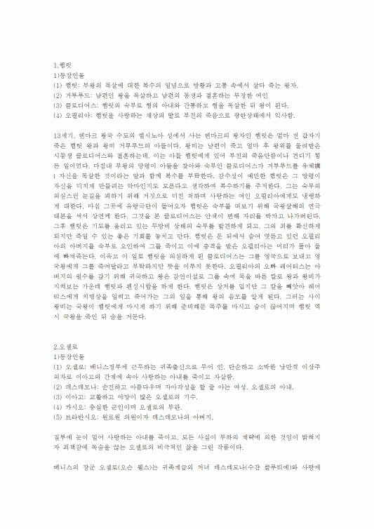 셰익스피어 4대비극 줄거리