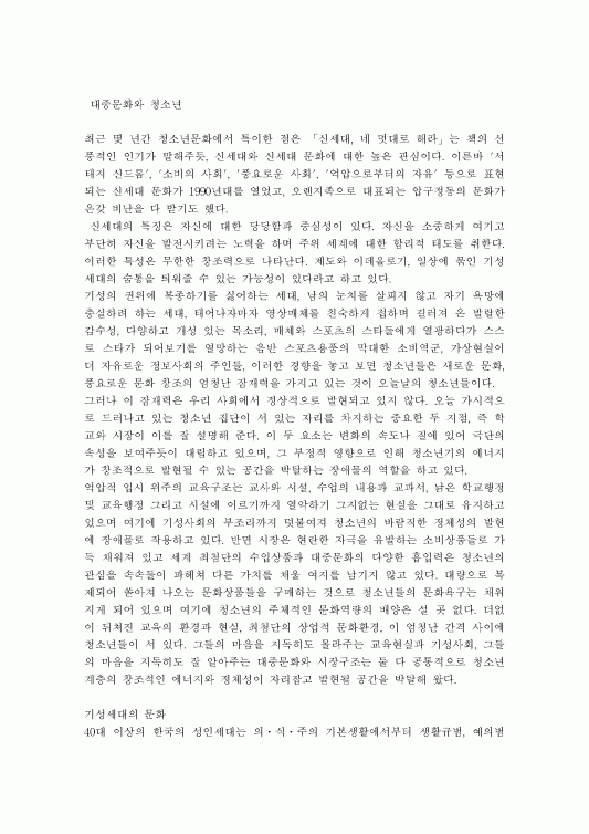 대중문화와 청소년
