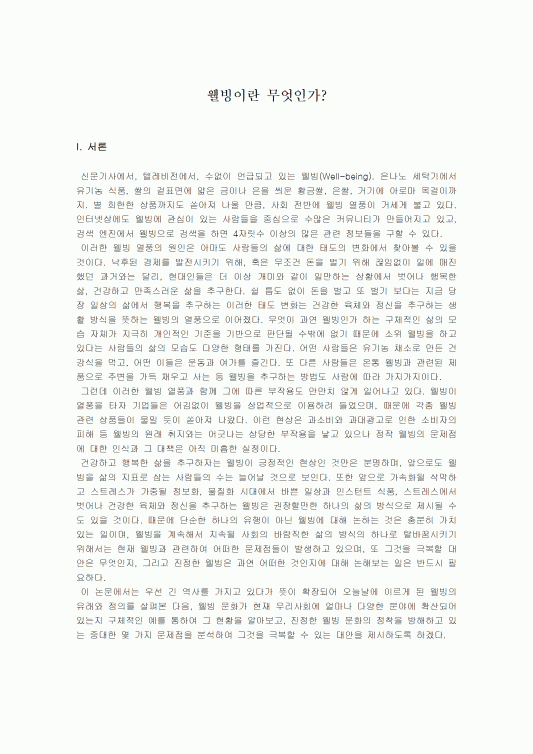 웰빙이란 레포트 자료