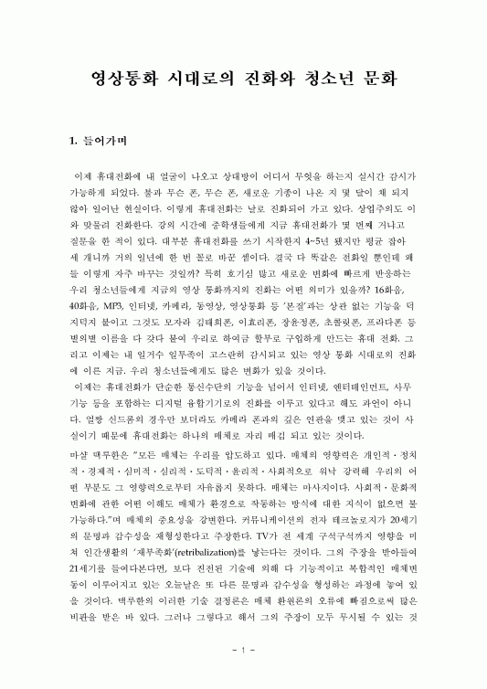 영상통화의 진화와 청소년 문화