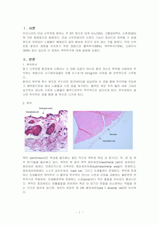 복막투석 레포트 자료