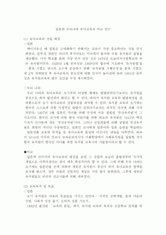 일본과 우리나라의 유아교육 비교연구