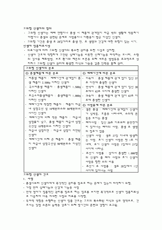 고위험 신생아 관리 (아동간호학 )