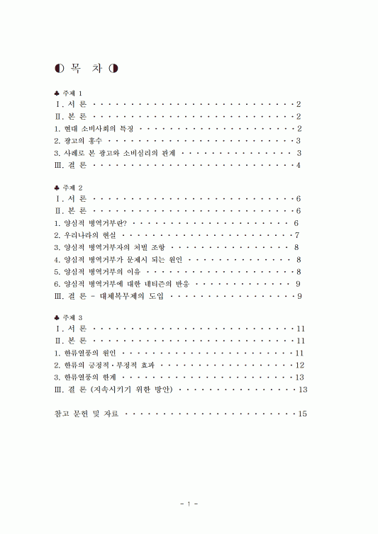 행정과 문화(소비문화, 양심적 병역거부, 한류의 사례를 중심으로)