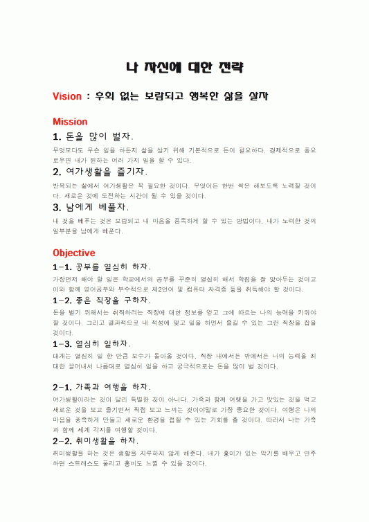 나 자신에 대한 전략