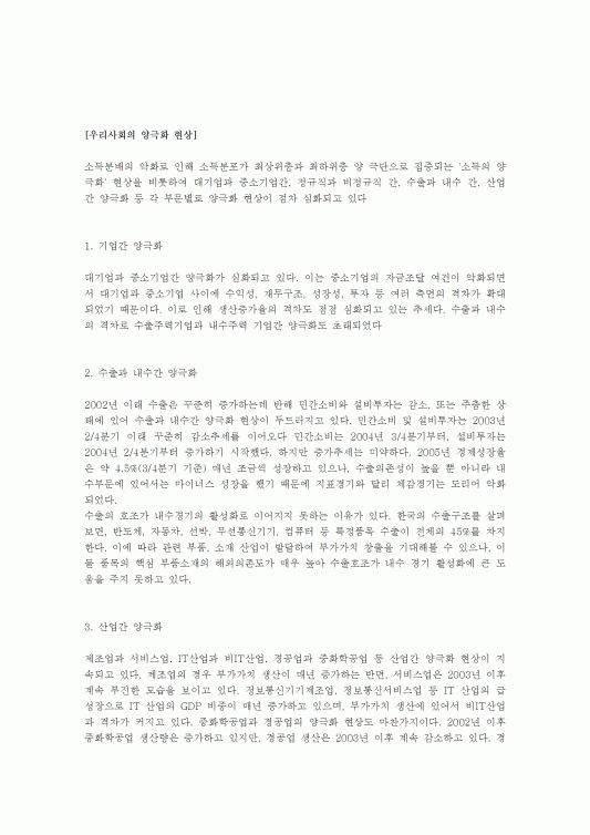 양극화 현상의 실태와 원인, 대책