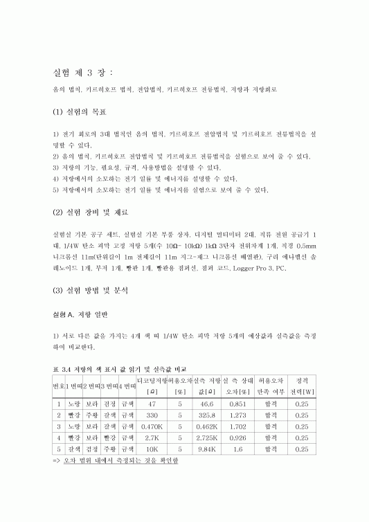 기초물리학실험2 실험3 결과보고서