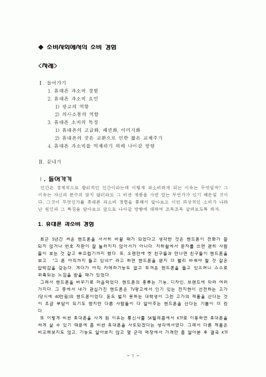 <소비문화> 소비사회에서의 소비 경험