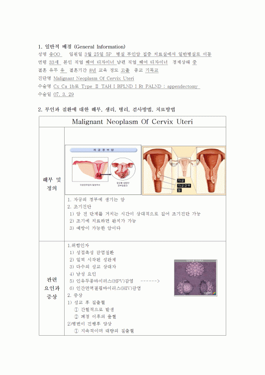 부인병동 실습, 자궁경부암 간호중재